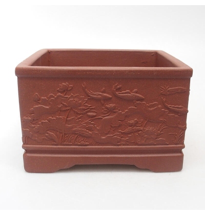 Bonsai miska 13 x 13 x 8 cm, barva cihlová - e-bonsai.cz